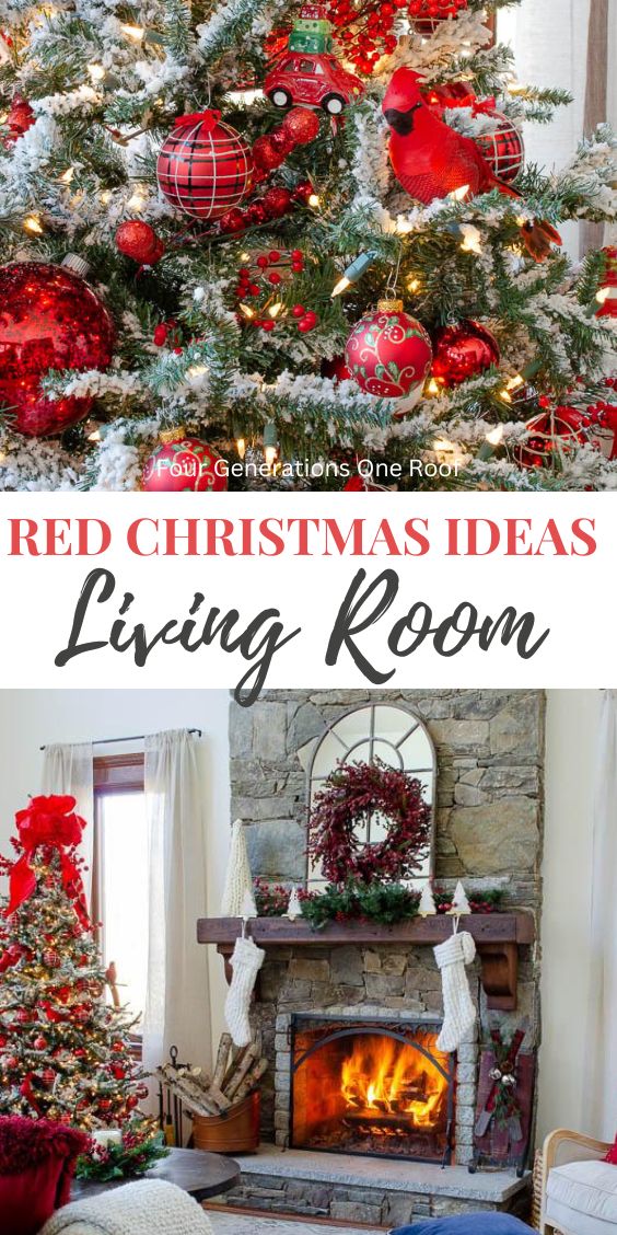 Red Christmas Living Room Decor Ideas|Four Generations One Ro