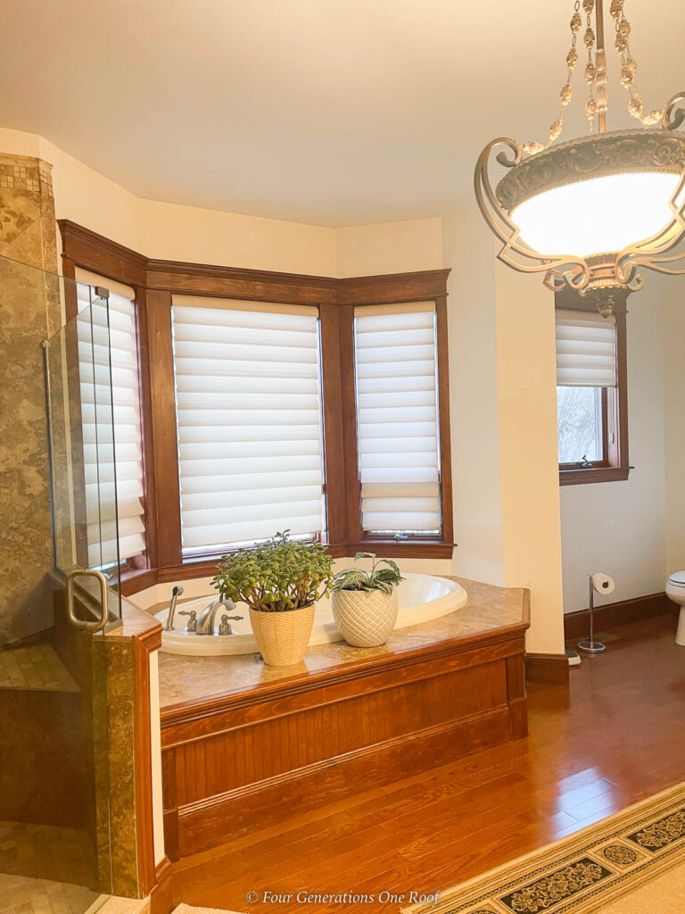 Low Cost Bathroom Update with Painted Trim|Four Generations One Roof