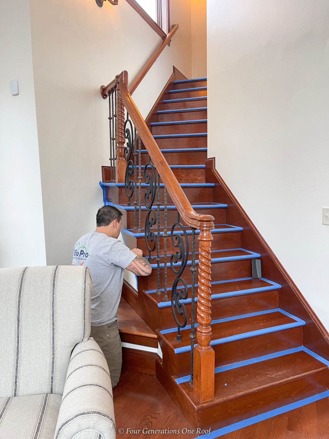 How To Prep & Paint Stair Risers | Four Generations One Roof