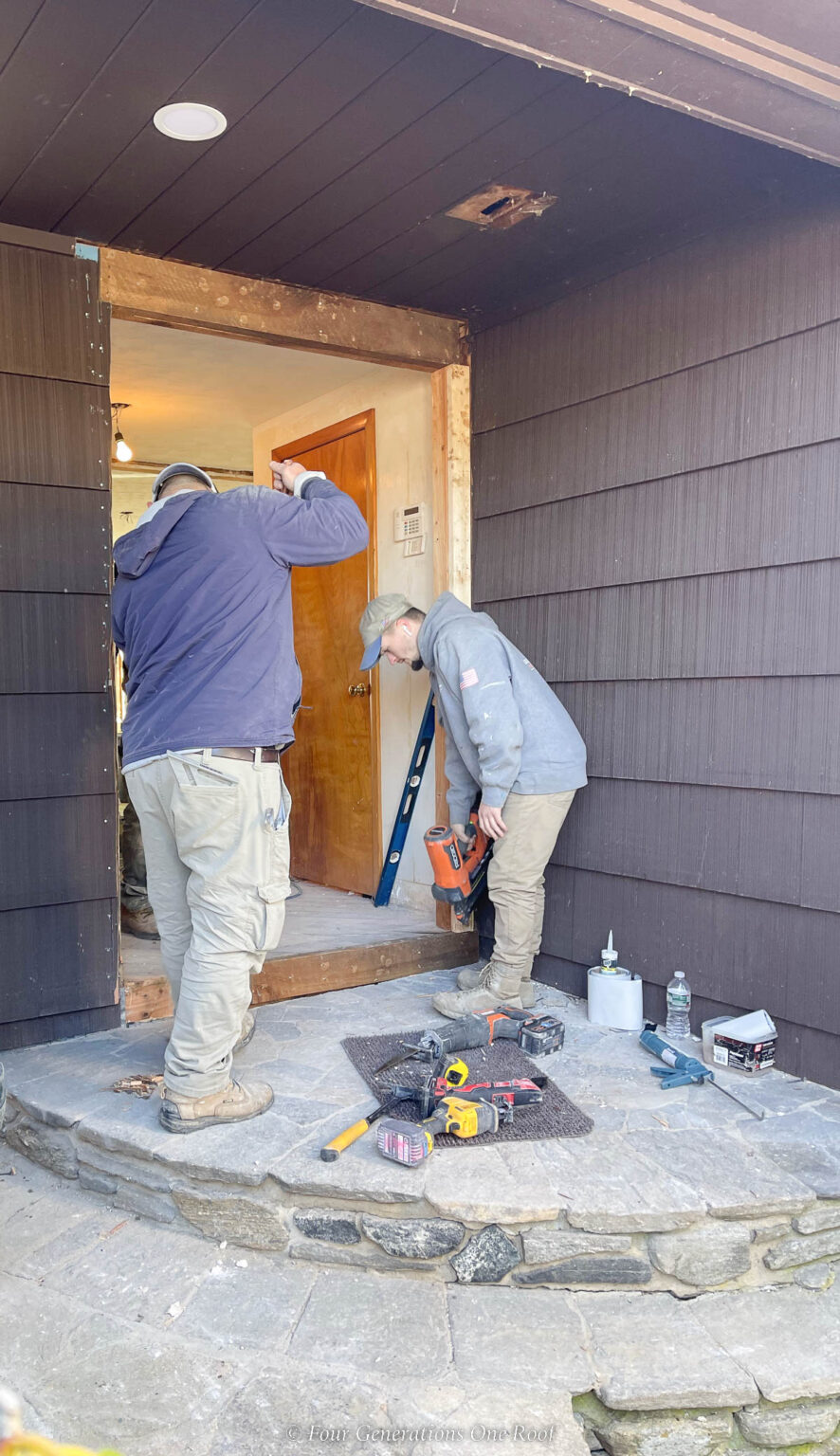 How to Install a Wider Prehung Door Exterior Door | Four Generations ...