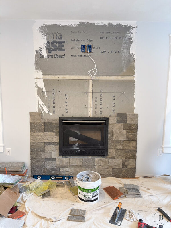 Easy DIY Stone Fireplace Wall With Electric Insert