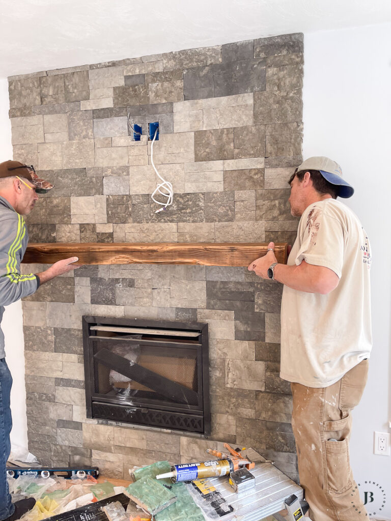 Easy DIY Stone Fireplace Wall With Electric Insert