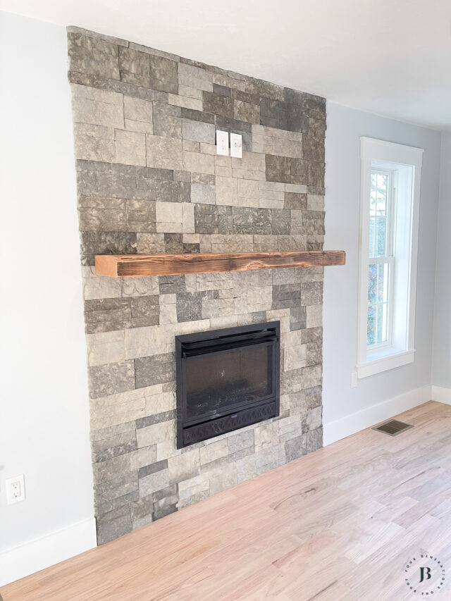 Easy DIY Stone Fireplace Wall With Electric Insert